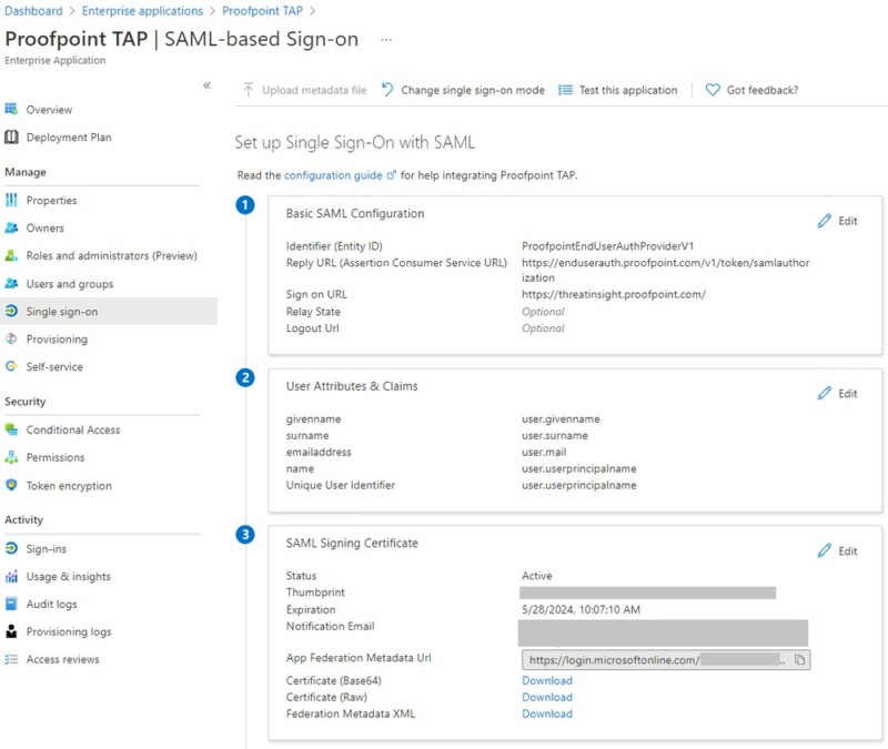 Proofpoint TAP: SAML SSO Configuration with Azure Active Directory - YuenX